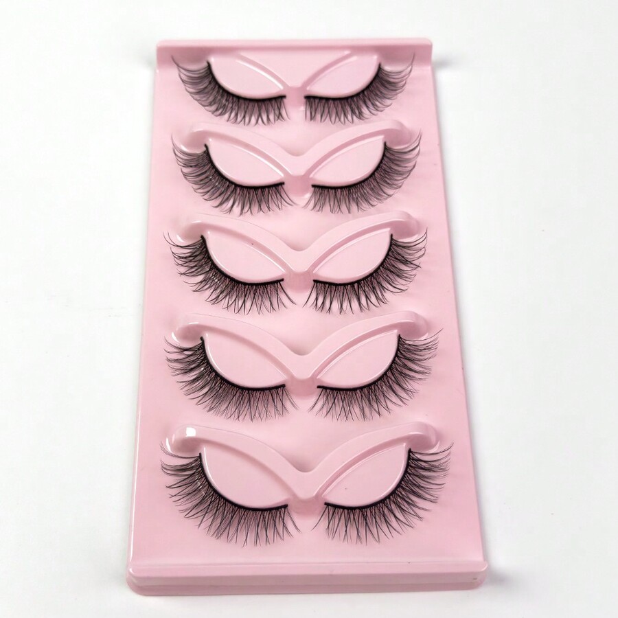5 Pairs Style Fake Eyelashes, Full Strip Lashes, Black Natural Sparse ...