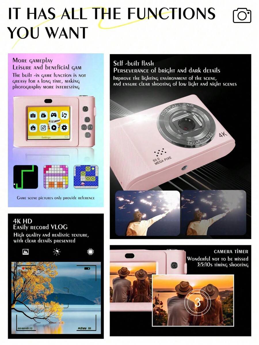 4K Digital Camera, High Pixels & Resolution, With Selfie & Mobile ...