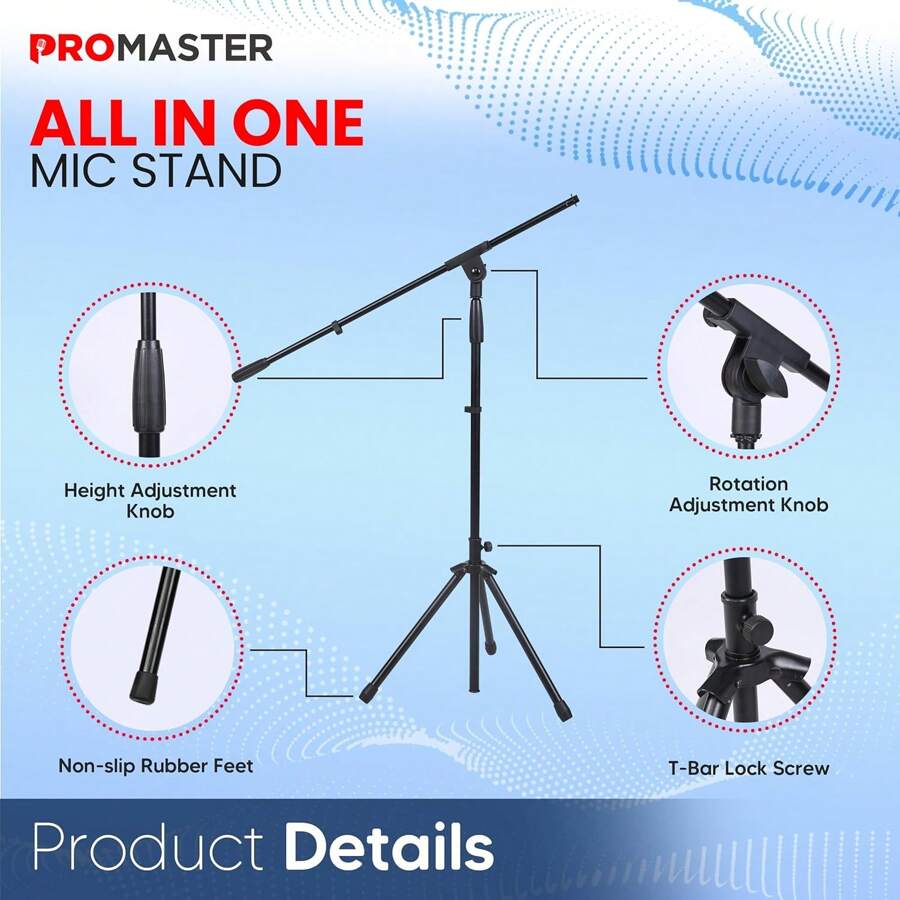ProMaster Tripod Microphone Stand - Portable And Adjustable ...