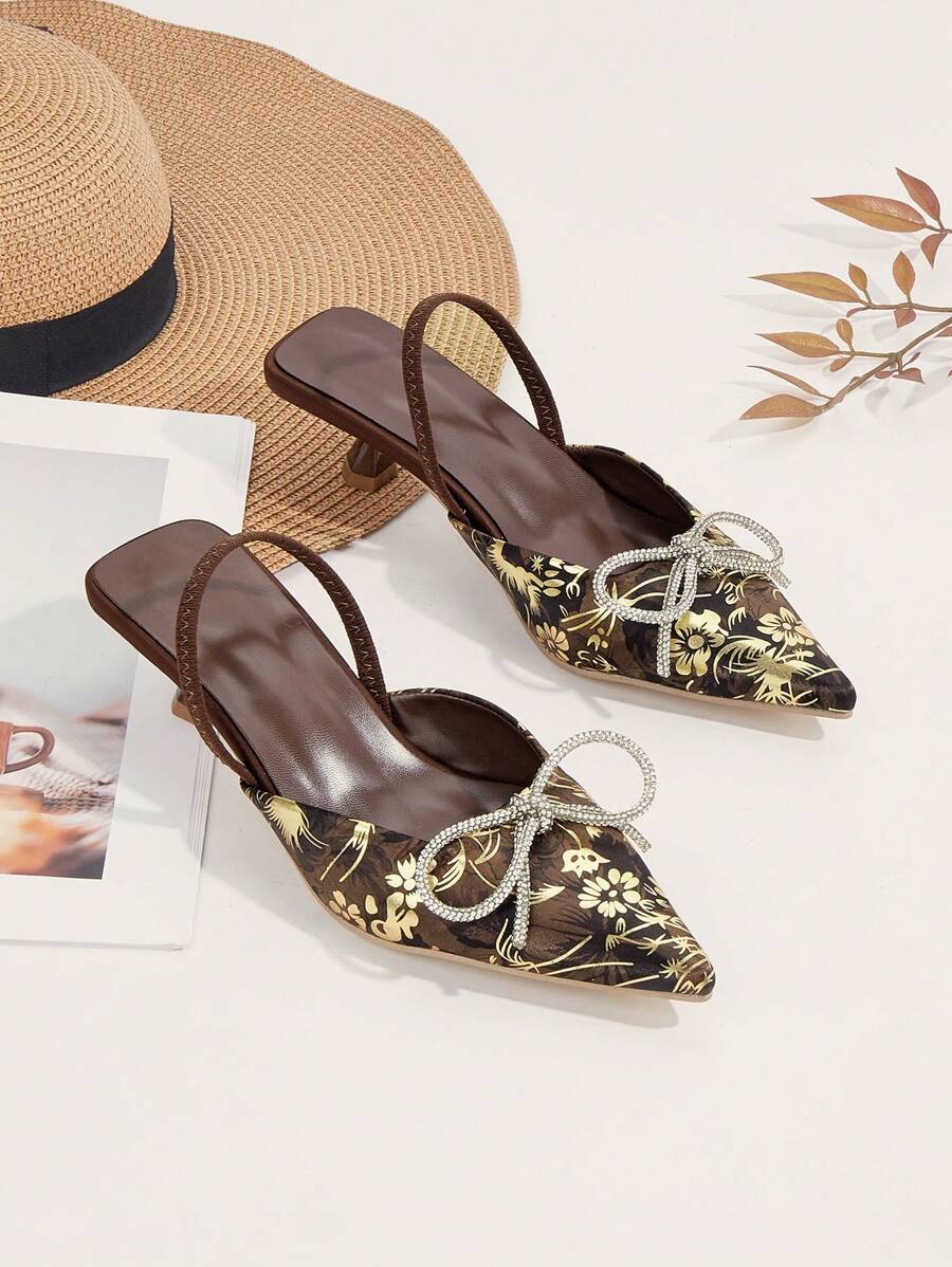 Zapatos de tacón stiletto versátiles y elegantes con moño para eventos ...