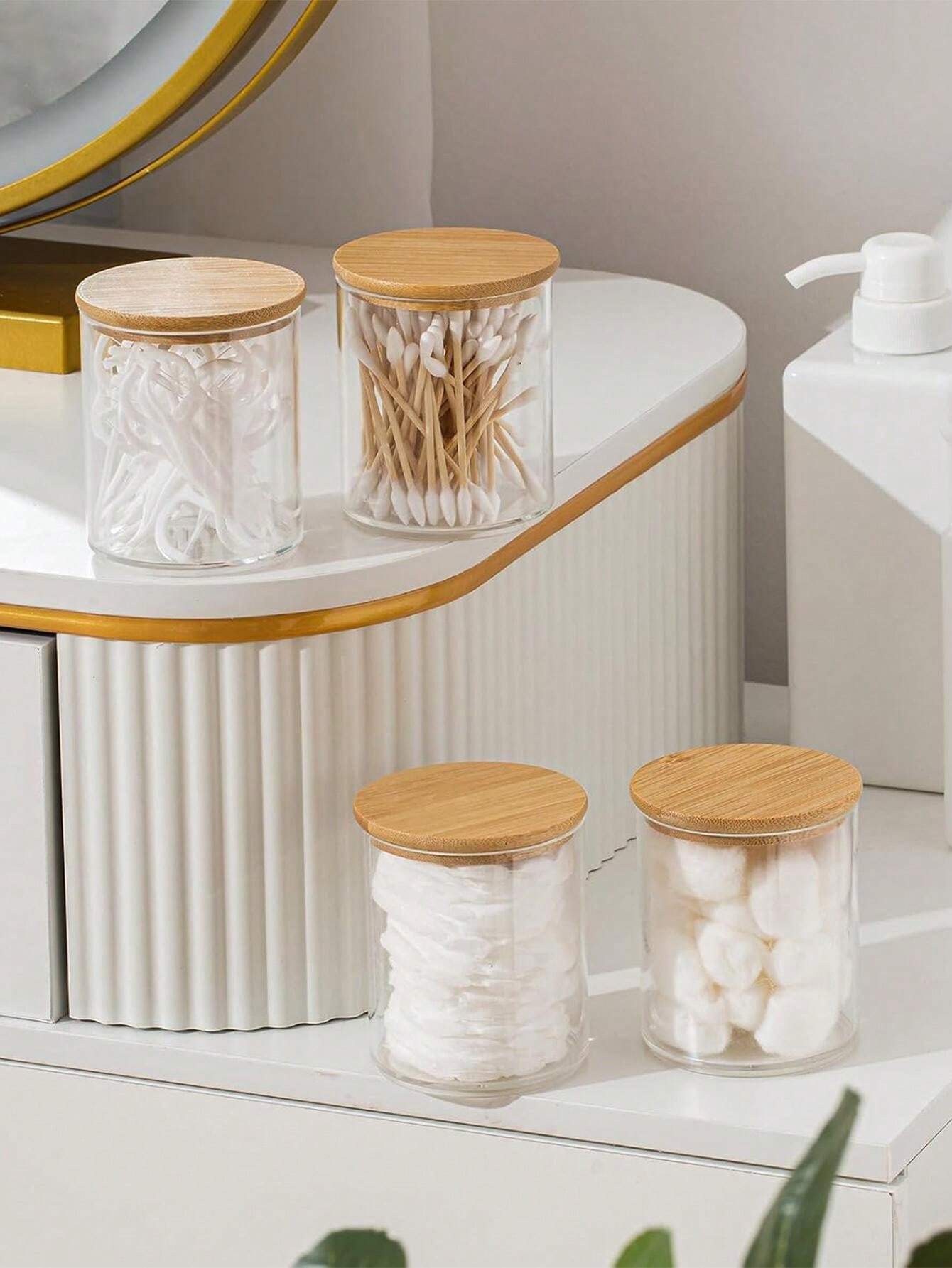 6-Pack Qtip Holder, Apothecary Jar With Lid, 10 Oz Swab Qtip Dispenser ...