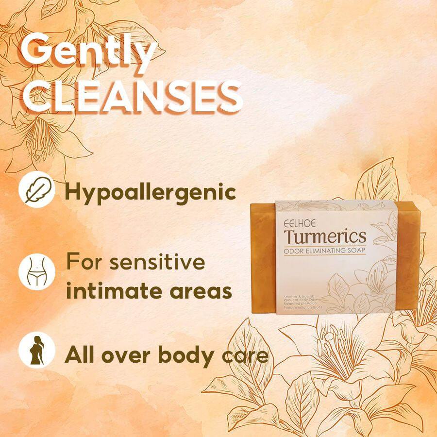 EELHOE 1pc Turmeric Cleansing Soap, Handmade Soap For Intimate Area ...