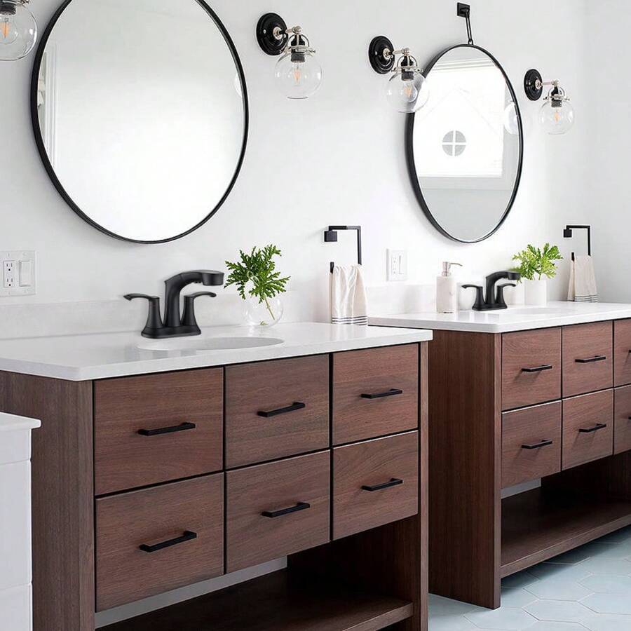 Bathroom Centerset Pull Out Matte Black 4 Inch With Pull Down Sprayer ...