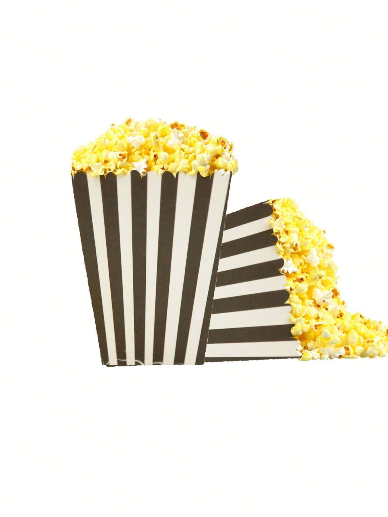 4/6/8/10pcs Popcorn Box, Black And White Striped Popcorn, Red And White ...