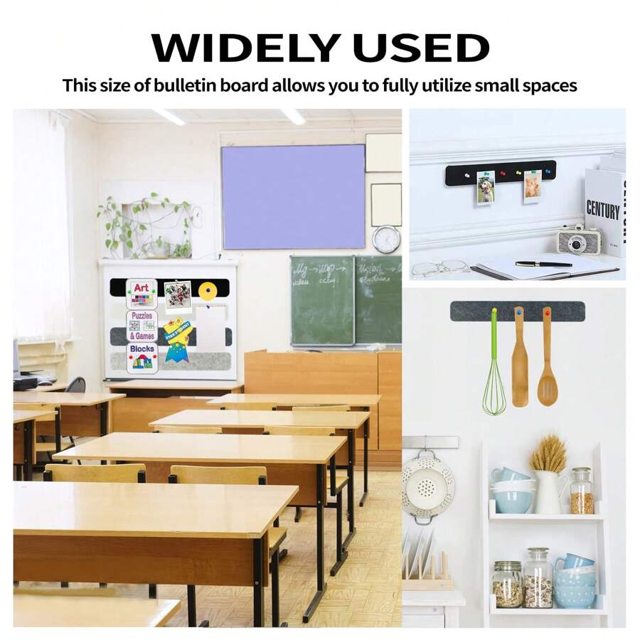 8pcs Felt Bulletin Board Bar Strip, Self-Adhesive Pin Board Bar ...