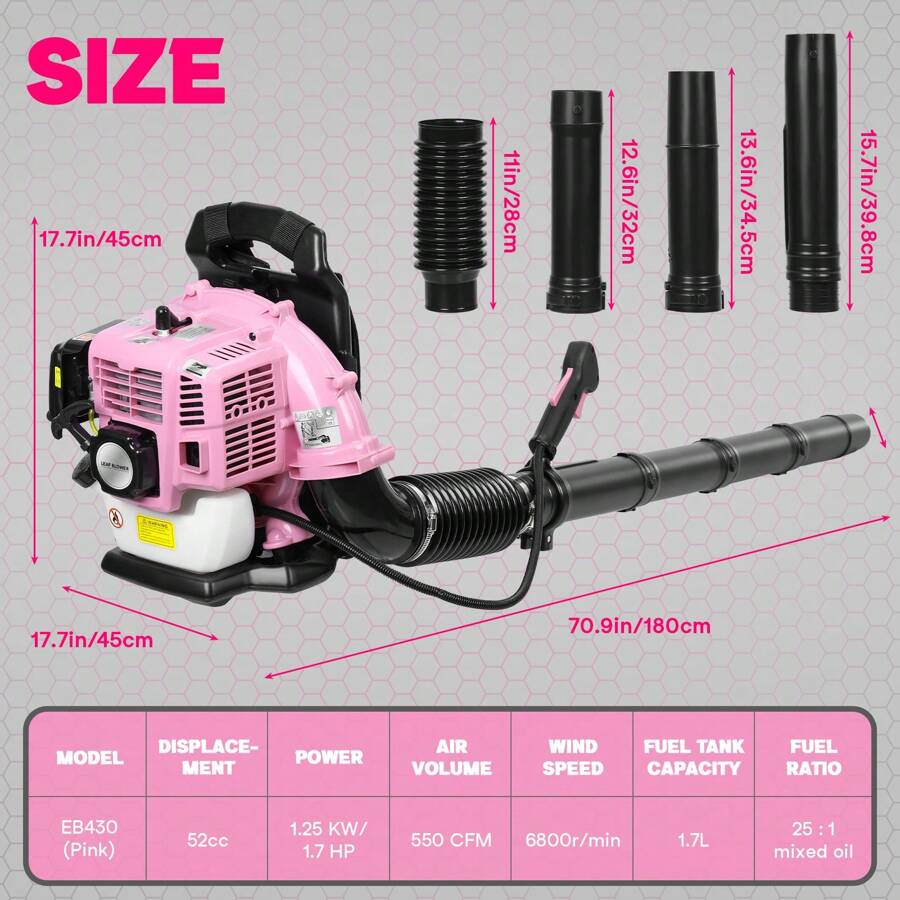 Leaf Blower, 52CC 2-Stroke Backpack Gas Leaf Blower, Gas Blower, Up To ...