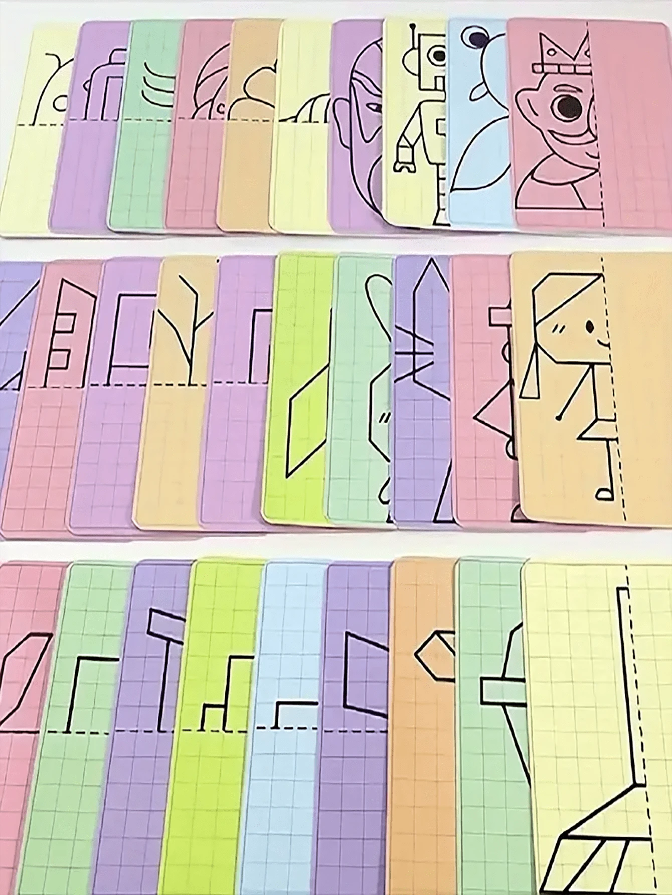 20 Cute Cartoon Grid Symmetrical Drawing Puzzle Toys, Fine Motor ...
