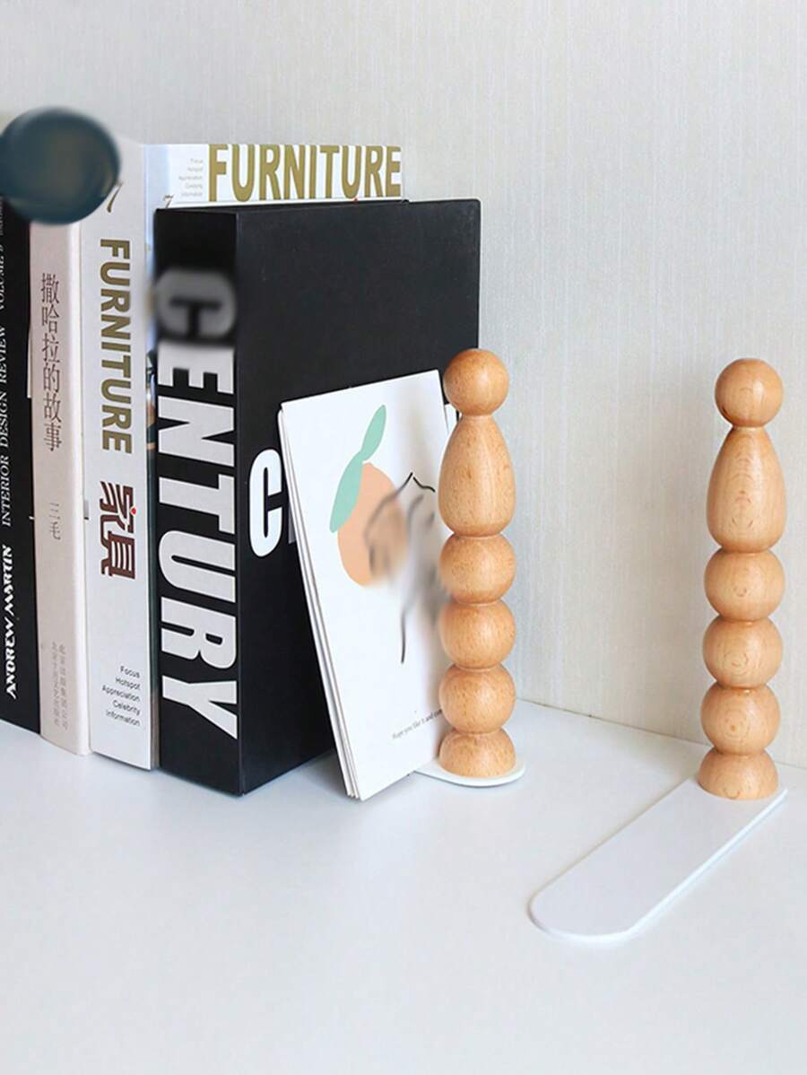1pc Basic Wooden Desktop Book Holder Stand, Adjustable Book Stopper ...