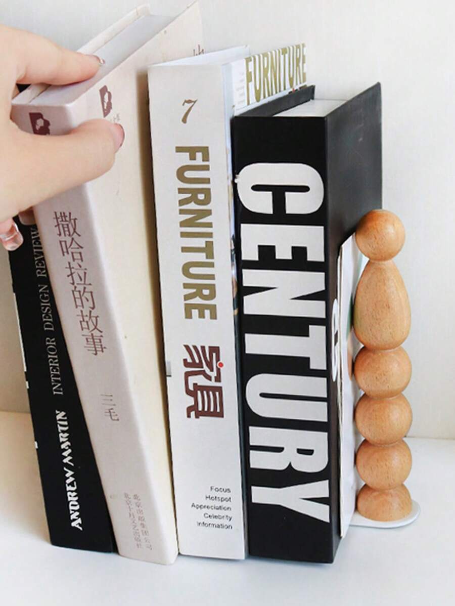 1pc Basic Wooden Desktop Book Holder Stand, Adjustable Book Stopper, Creative Organizer For ...