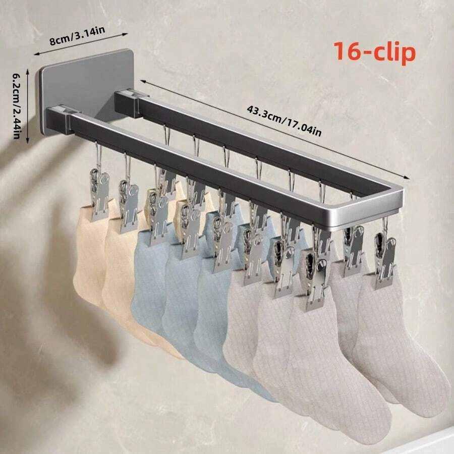 Folding Rotating Sock Drying Rack, Clothesline Clips. No Drill Required ...