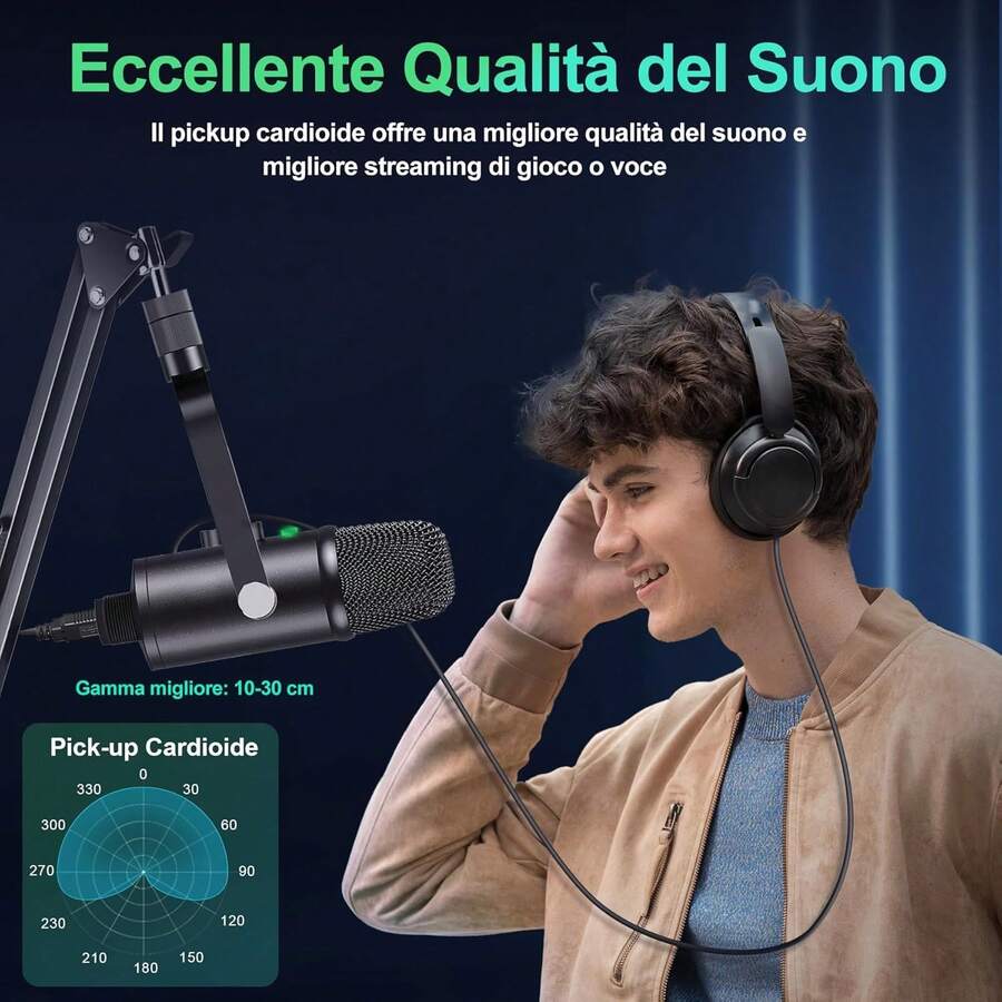 Aveek USB Microphone Kit, Metal Condenser Microphone Podcast Microphone ...