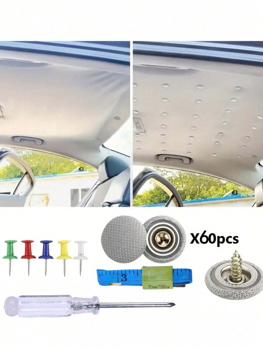 60 Pcs Auto Roof Headliner Repair Button Clips With Screws, Durable ABS ...