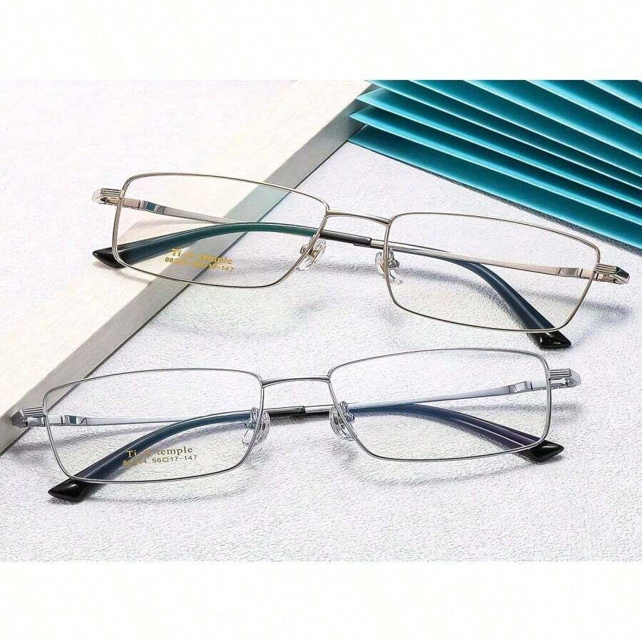 Premium Lightweight Titanium Silver Frame Eyeglasses For Men, Myopia ...
