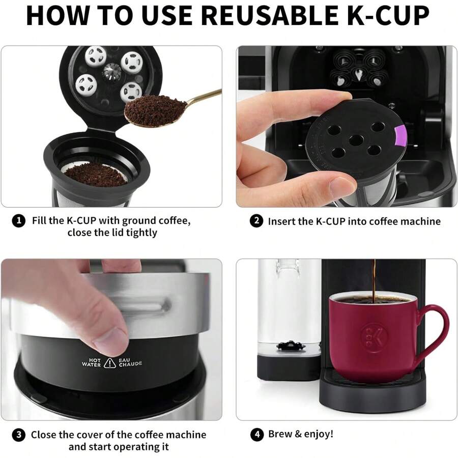 Reusable K Cups , 2 Packs Universal K CUP Refillable Coffee Pods With 5 ...