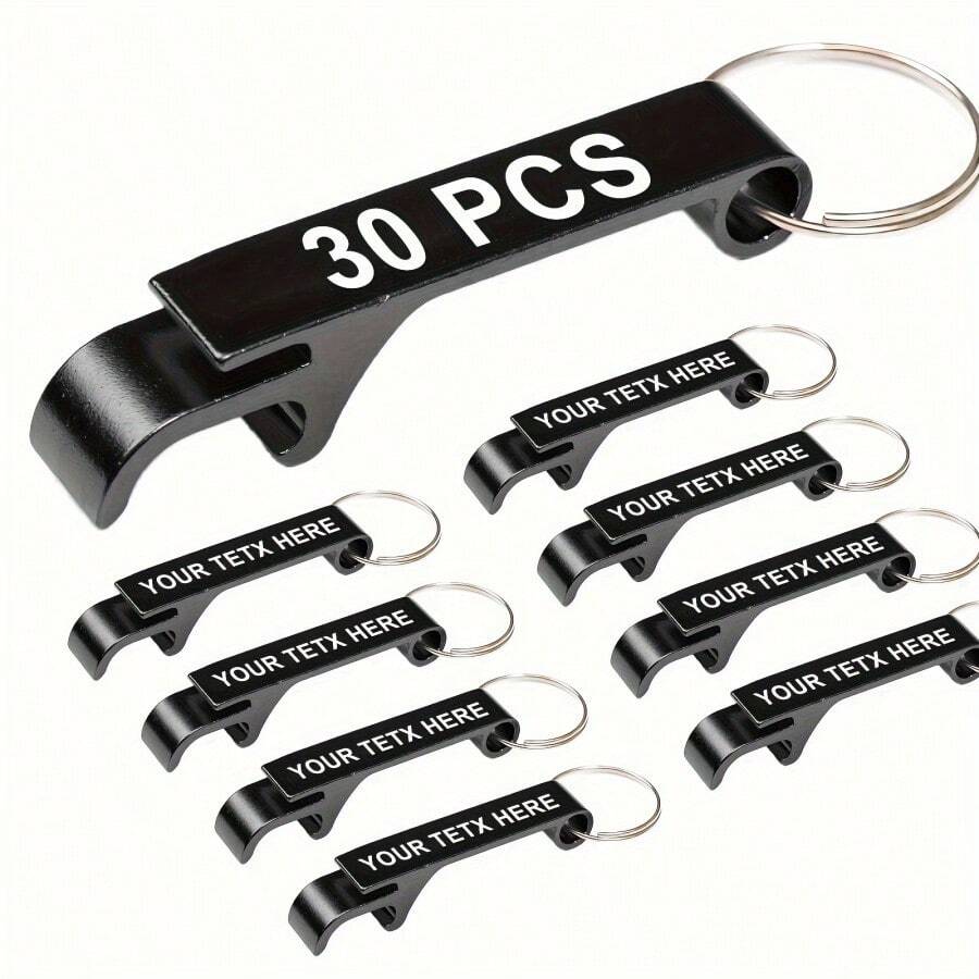 30 PCS Personalized Keychain Bottle Openers - Engraved Metal Key Ring Accessories, Ideal For ...