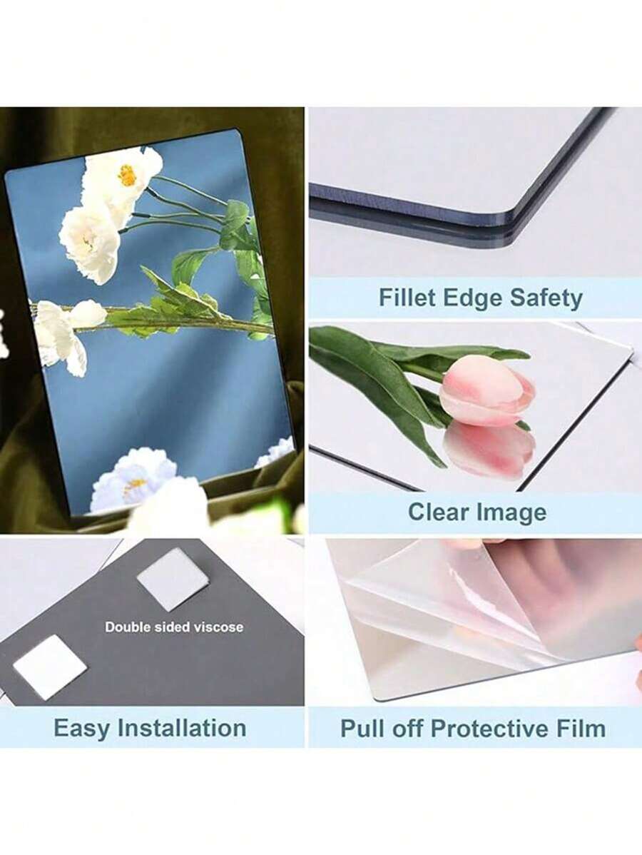 6pcs Unbreakable Acrylic Mirrored Wall Stickers, Full Length Mirror For ...