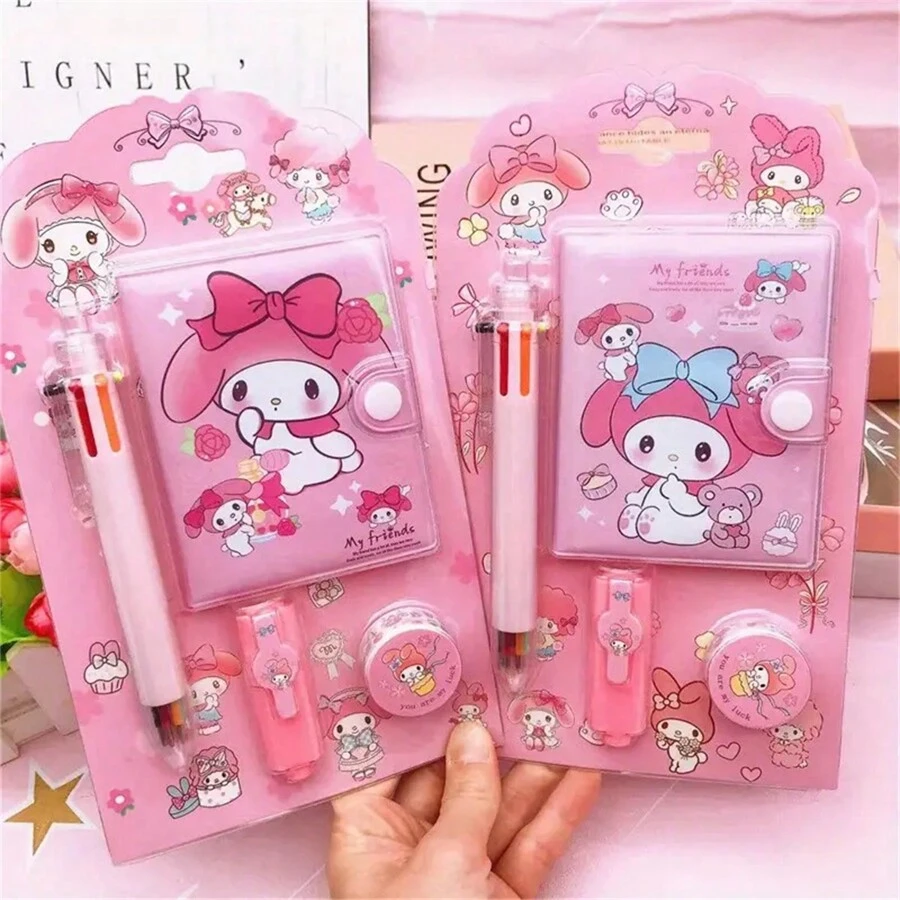 Sanrio 1PC Sanrio Jade Cinnamon Handwritten Notebook Six Color Pen Mini ...