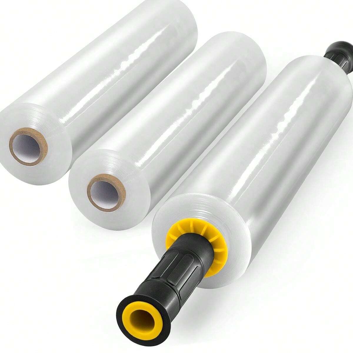 3 Rolls Clear Stretch Wrap Roll With 2 Handles Heavy Duty Shrink Wrap ...