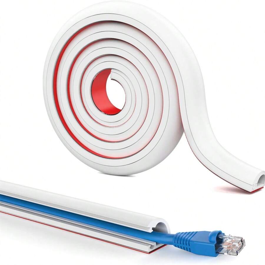 1pc 78.74inch Self-Adhesive Cable Management Strip - Sleek White Cord ...