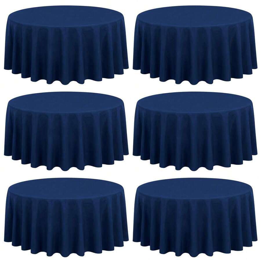 Showgeous 6 Pack Round Tablecloth 90 Inch Washable Polyester ...