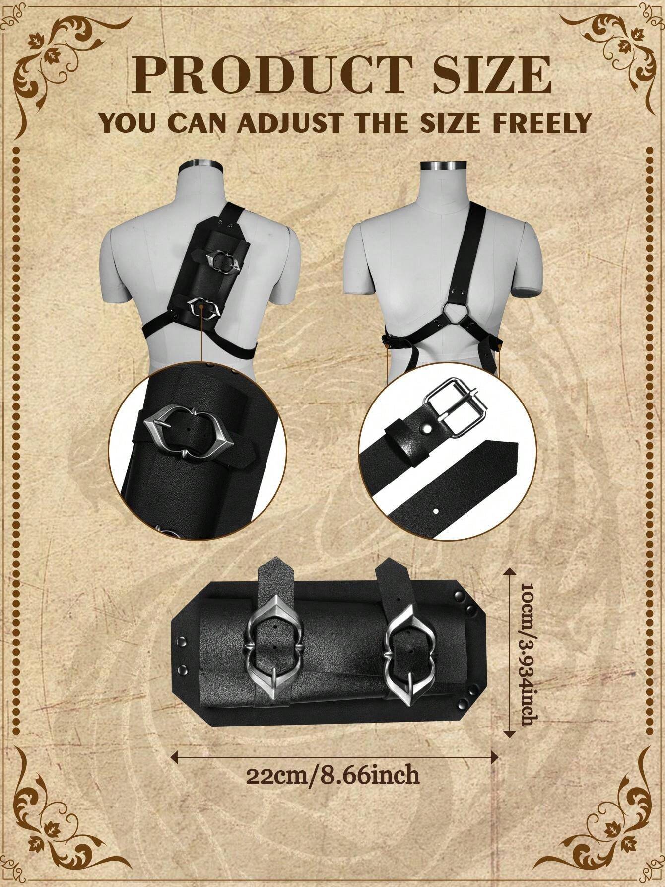 Medieval Leather Back Sword Shoulder Frog - Adjustable Sheath Holster ...