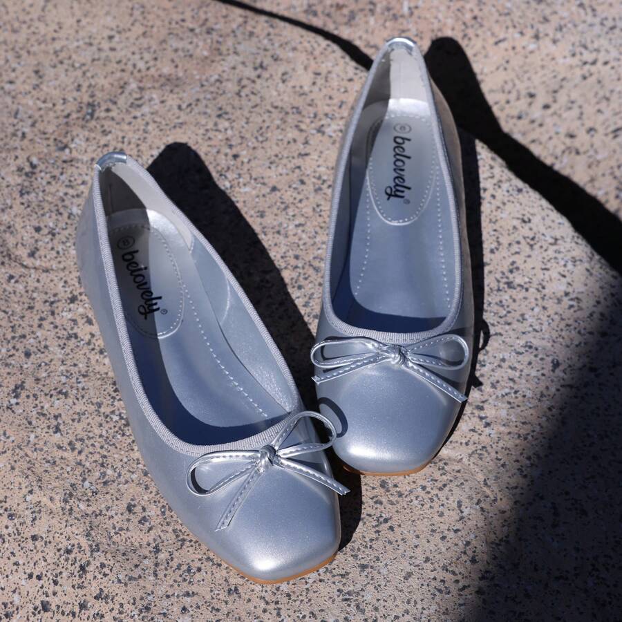 BELOVELY [PIANO-5] Women Ballet Flats Shoes Square Toe Bowknot Slip On ...