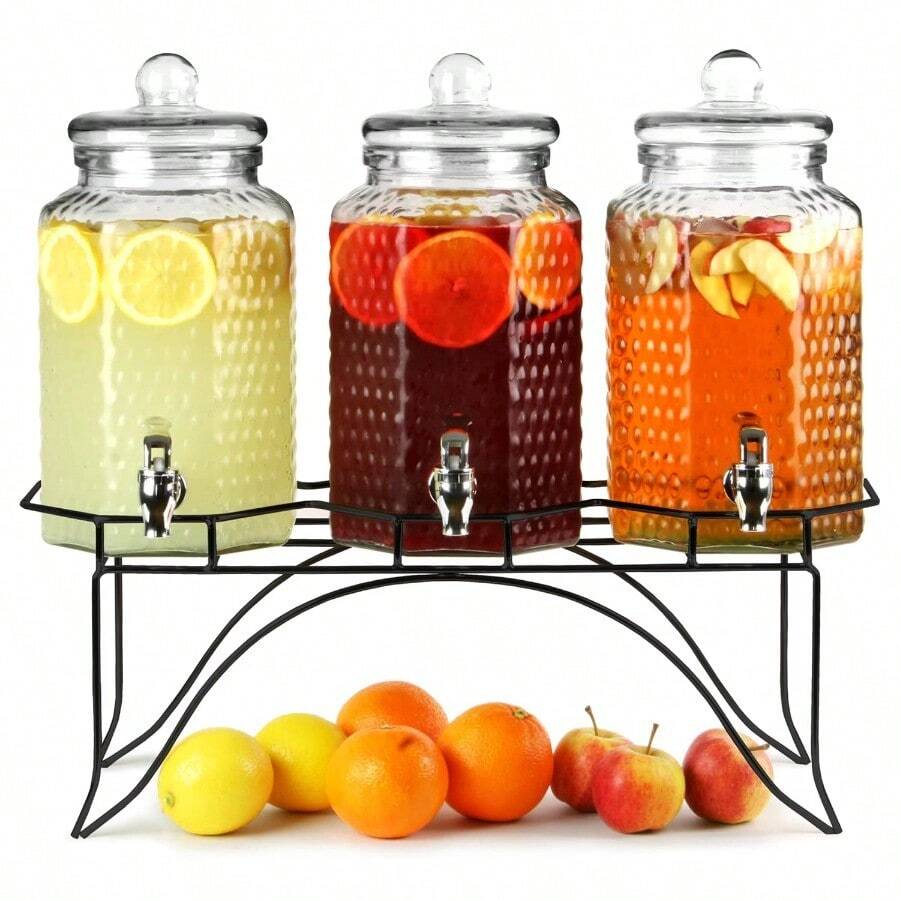 Del Sol Triple Drinks Dispenser With Stand 12ltr Beverage Dispenser ...