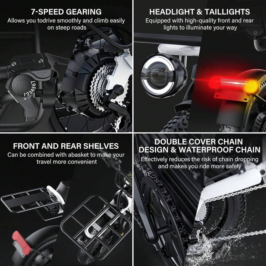 Up To 28MPH Fast Electric Bikes For Adults With 7-Speed Range 70+Miles ...