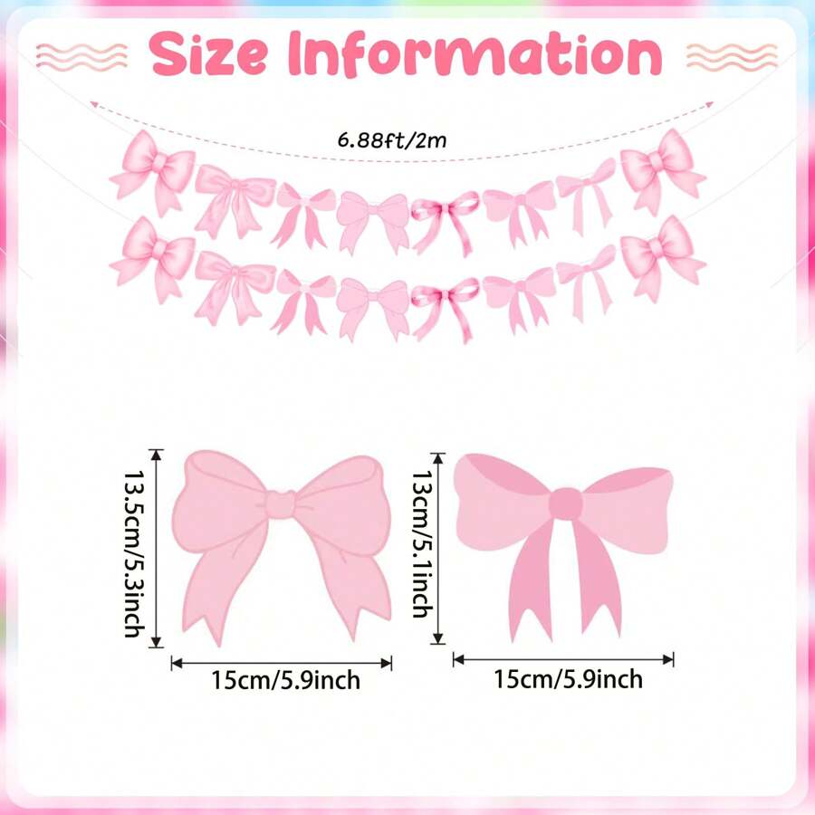 2pcs/4pcs DIY String Pink Bow Garland Banner, Pink Bow Banner Bow Party ...