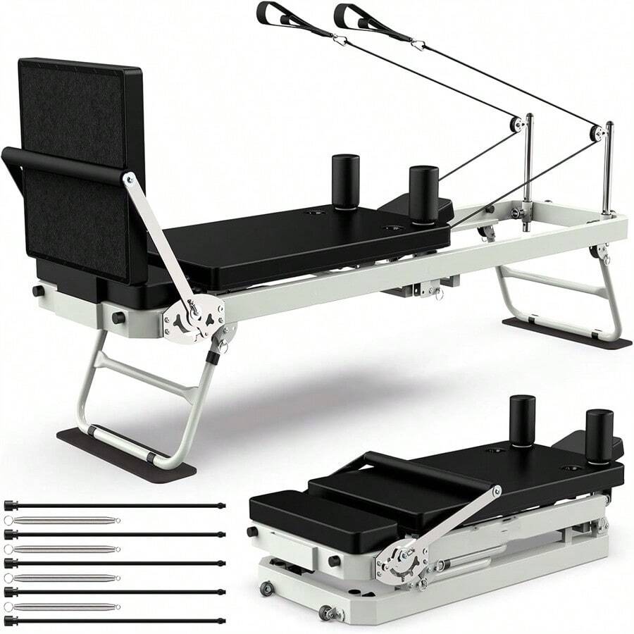 75" Pilates Reformer Machine With Dual Resistance Springs And Cords ...