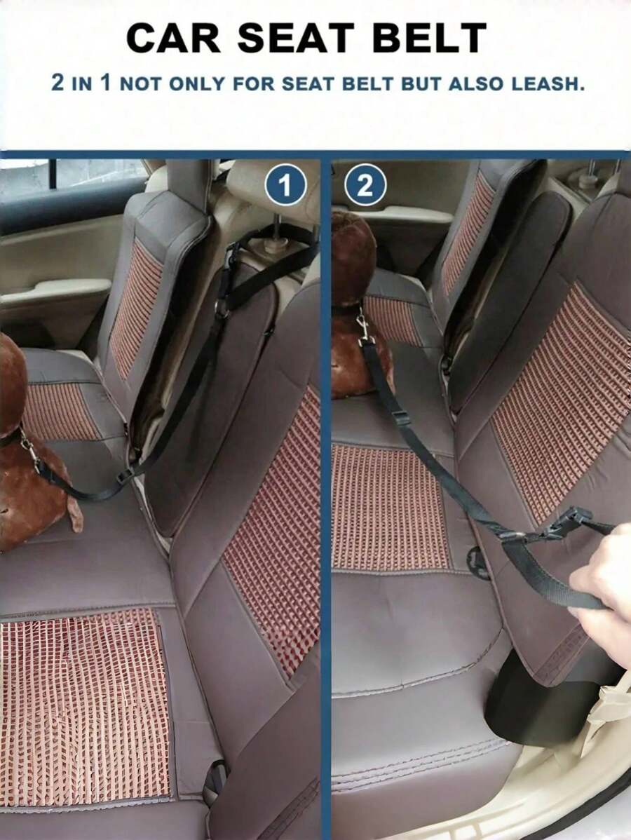 Dog Cat Safety Seat Belt Strap Car Headrest Restraint Adjustable Nylon ...