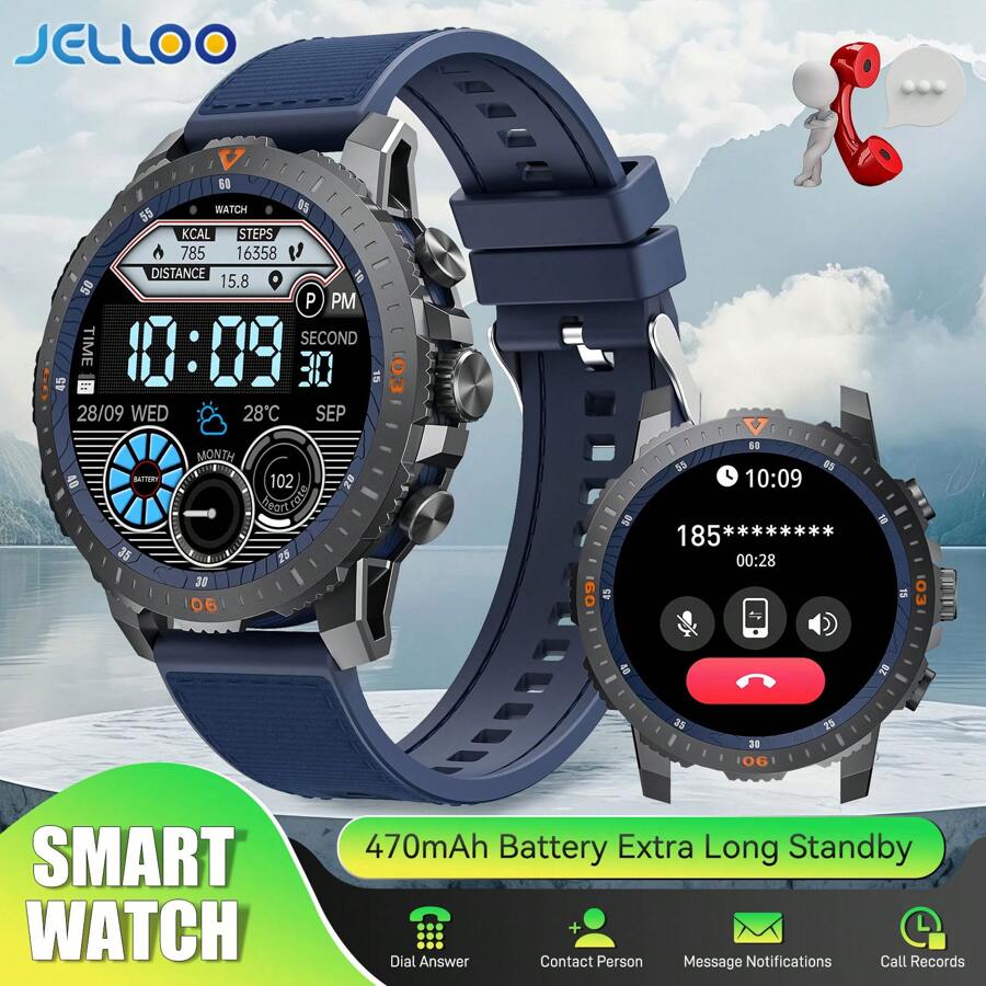 JELLOO Relógio Inteligente Militar Novo para 2024 com Tela AMOLED de 1 ...