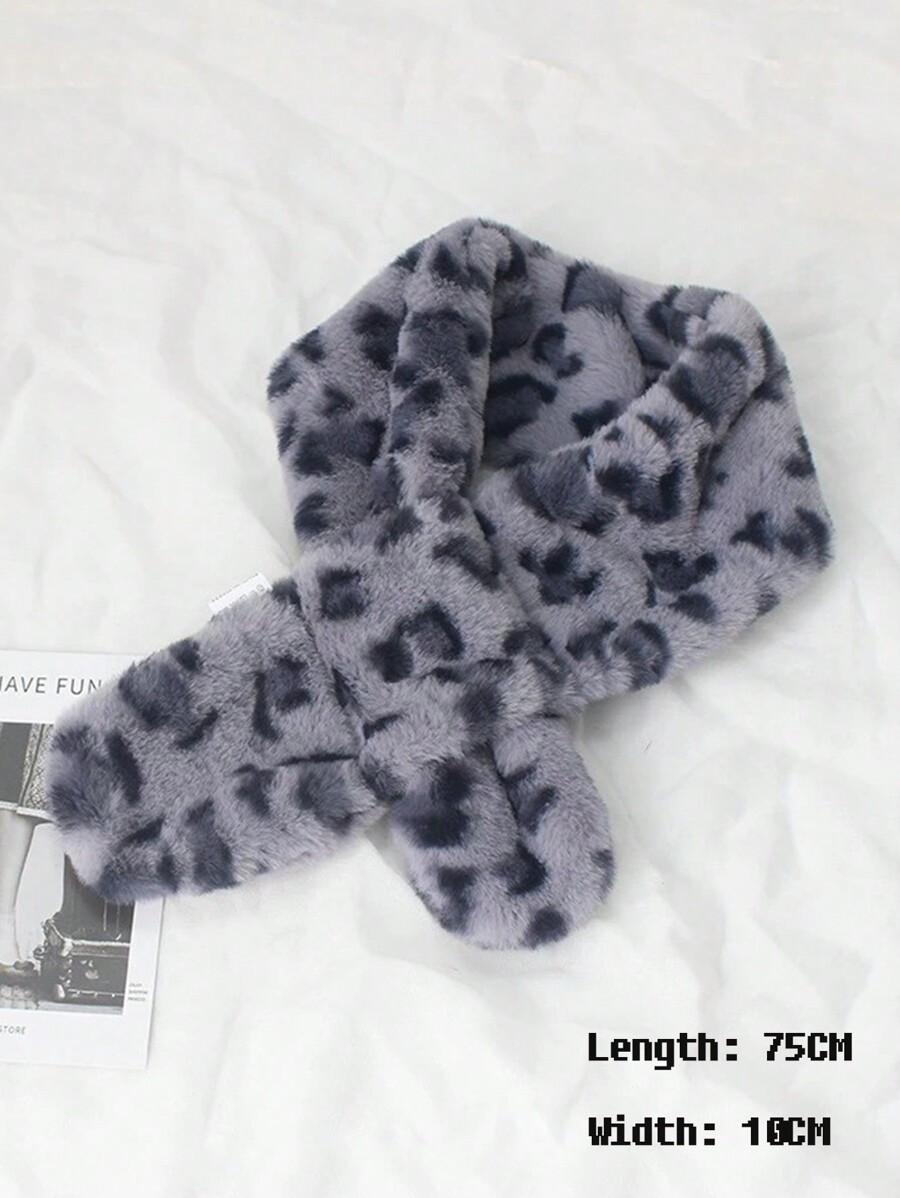 1pc Women Snood Leopard Print Fluffy Lightweight Fluffy Scarf, Warm And ...