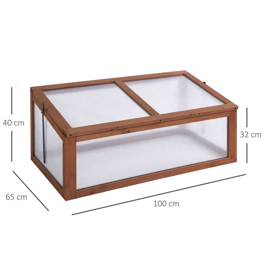Outsunny Outsunny Wooden Cold Frame Small Polycarbonate Greenhouse For