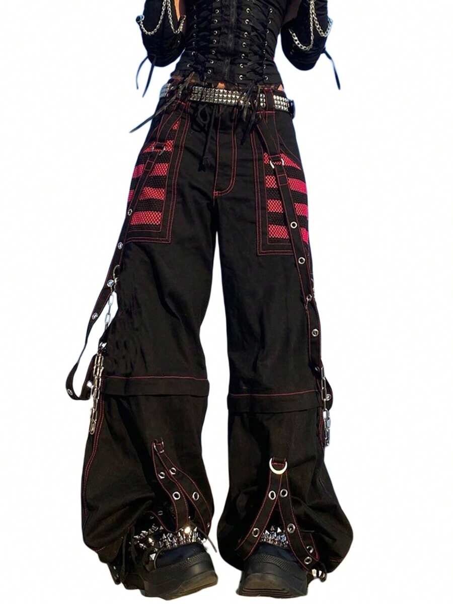 Women Y2k Pants Goth Punk Emo Baggy Bell Bottom Jeans Y2k Wide Leg ...