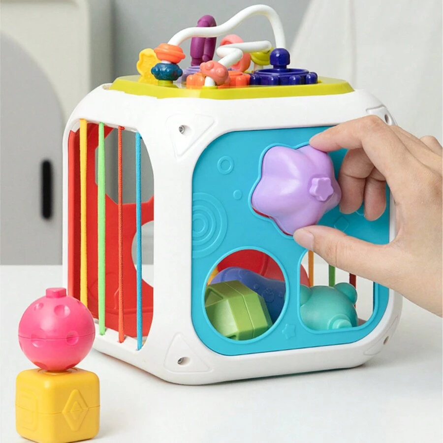 Shape Sorting Early Learning Toys For Babies - Colourful Cubic Boxes ...