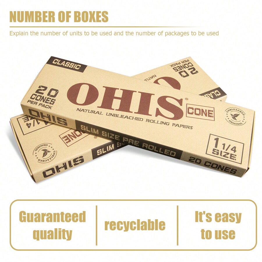 OHIS A Box Of OHIS Cone Cigarette Papers, 3.3 Inch Cigarette Rolls With ...
