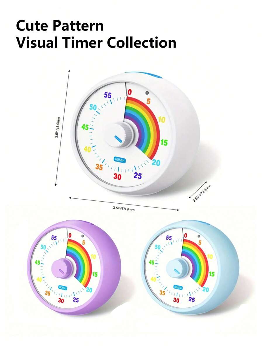 Silent Visual Timer With Night Light - 60 Minute Countdown Timer - Time ...