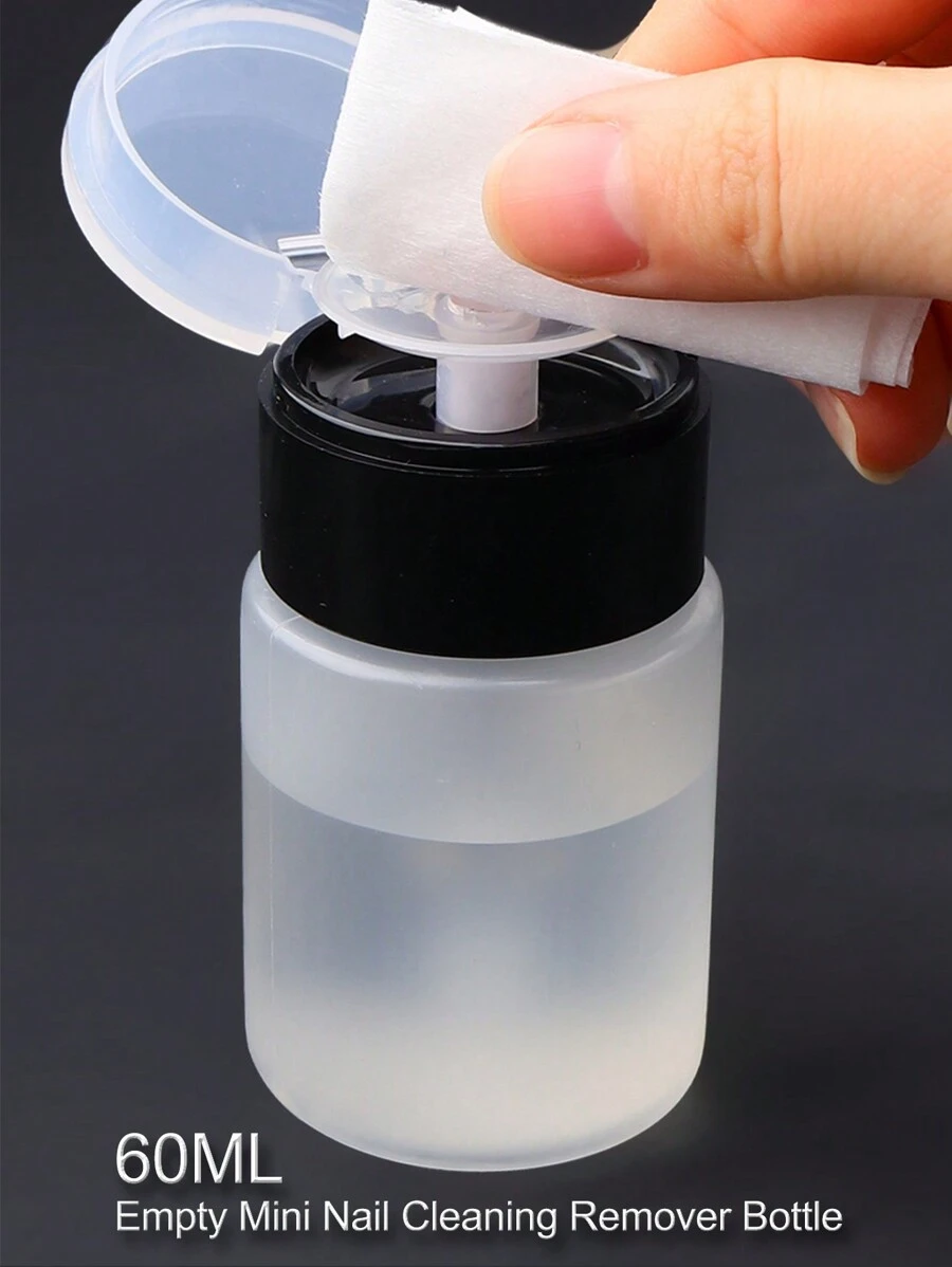 60ML Black Nail Polish Remover Bottle Empty Push Down Pump Dispenser ...