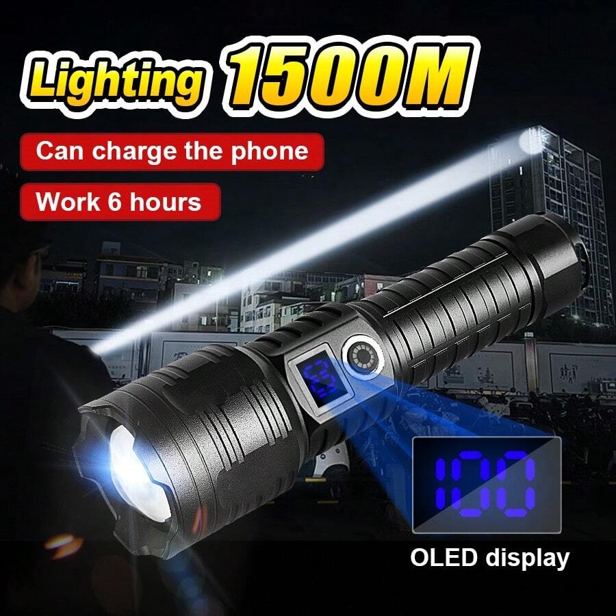 Nouvelle lampe de poche laser blanche LED ultra-puissante. Lampe de poche tactique LED à zoom ...