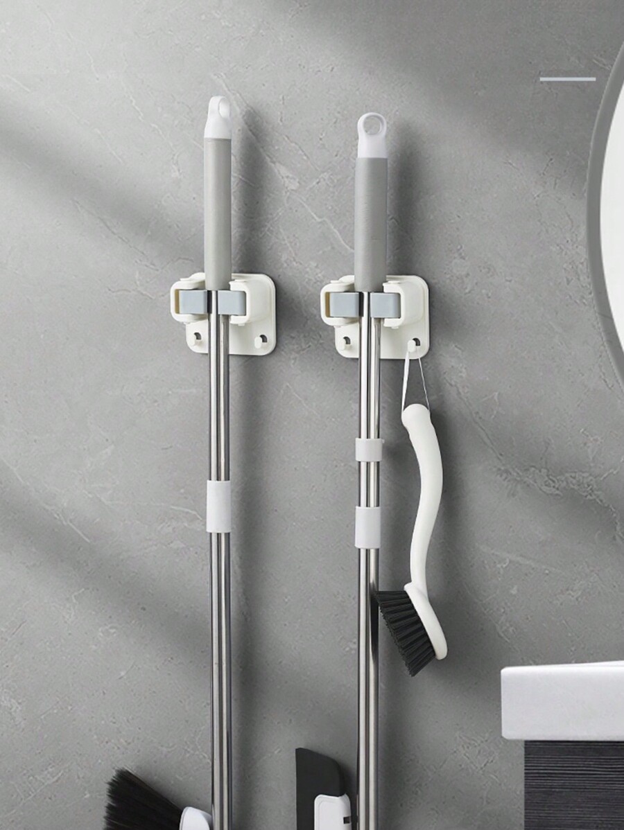 Creative Bathroom Mop Hooks, Adhesive Mop Holder Rack With Rollers, No ...