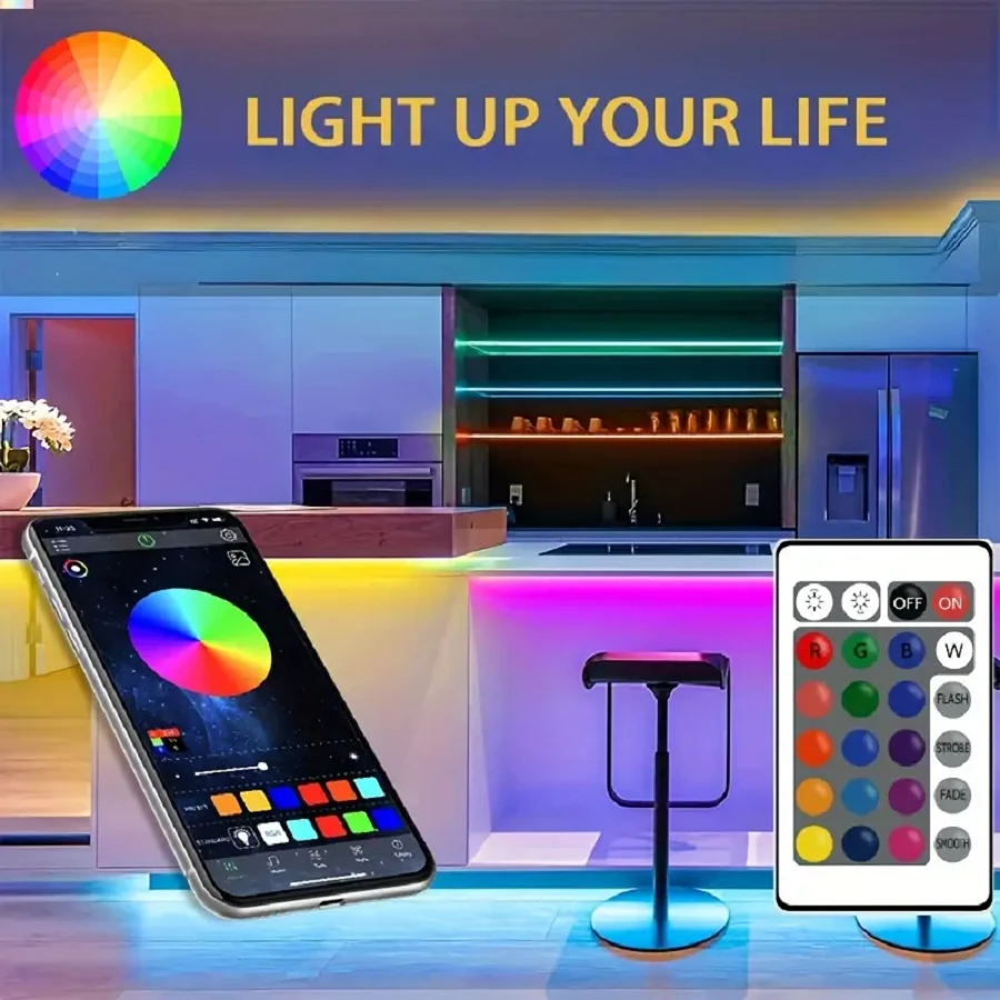 LED Strip Light APP Control With 24Key Remote Control 16 Million Colors ...