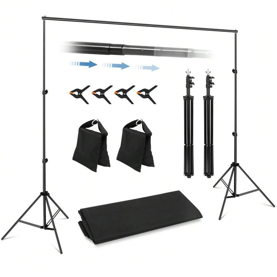 Backdrop Stand 10x7ft(WxH) Photo Studio Adjustable Metal Background ...