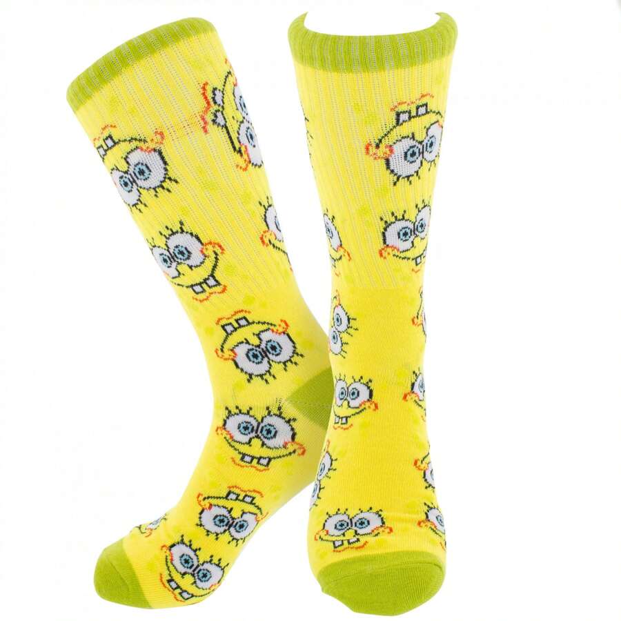 SpongeBob SquarePants Face Collage Crew Socks | SHEIN USA