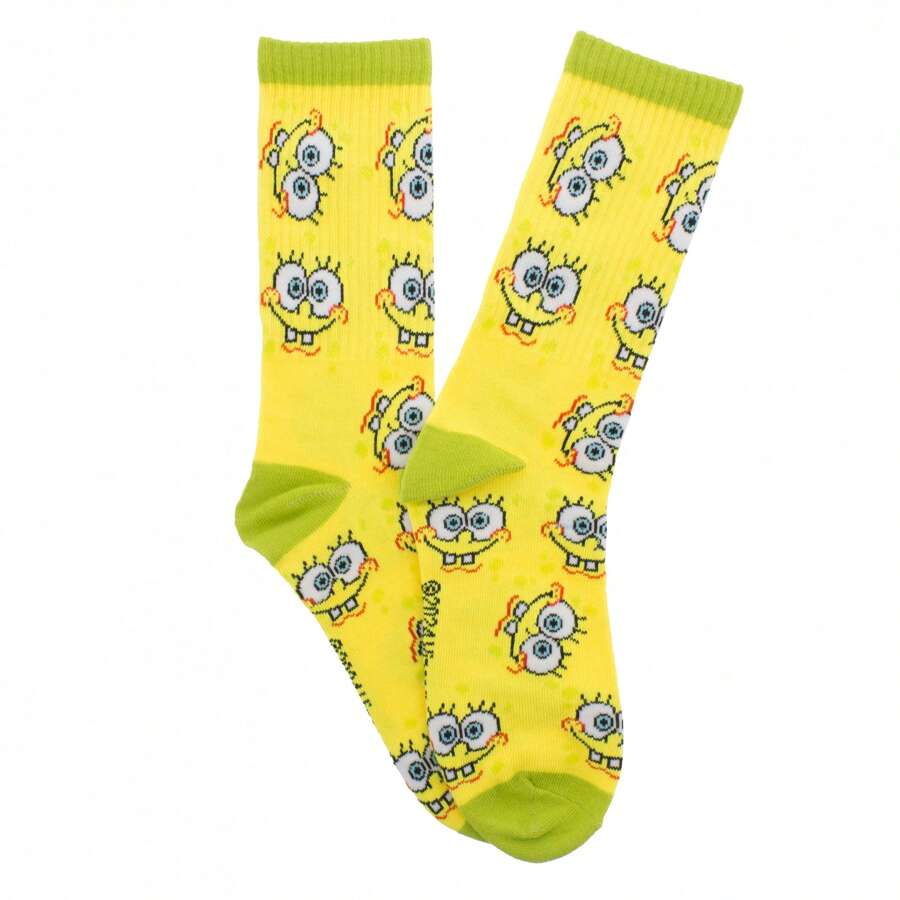 SpongeBob SquarePants SpongeBob SquarePants Face Collage Crew Socks ...