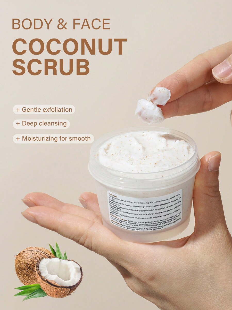Coconut Exfoliating Scrub -For Face And Body- Moisturizing & Nourishing ...