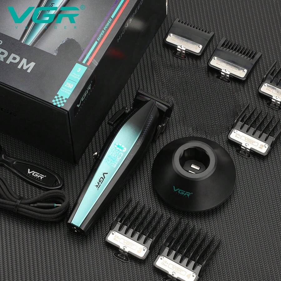 VGR VGR Hair Clipper Cordless Electric Digital Display Charging Base Hair Trimmers Metal ...