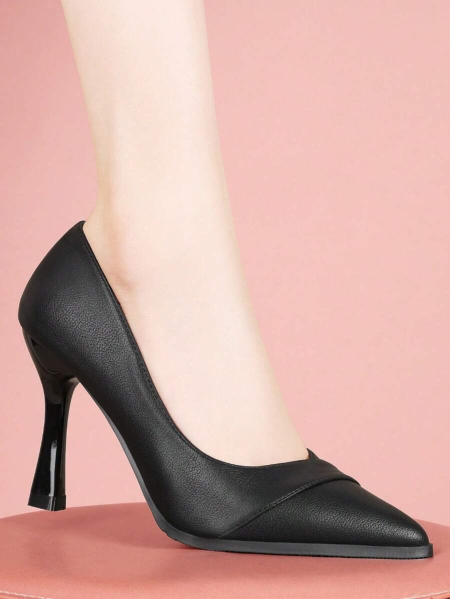 Pointed Toe Low Vamp Stiletto Heel Versatile Fashionable High Heels ...