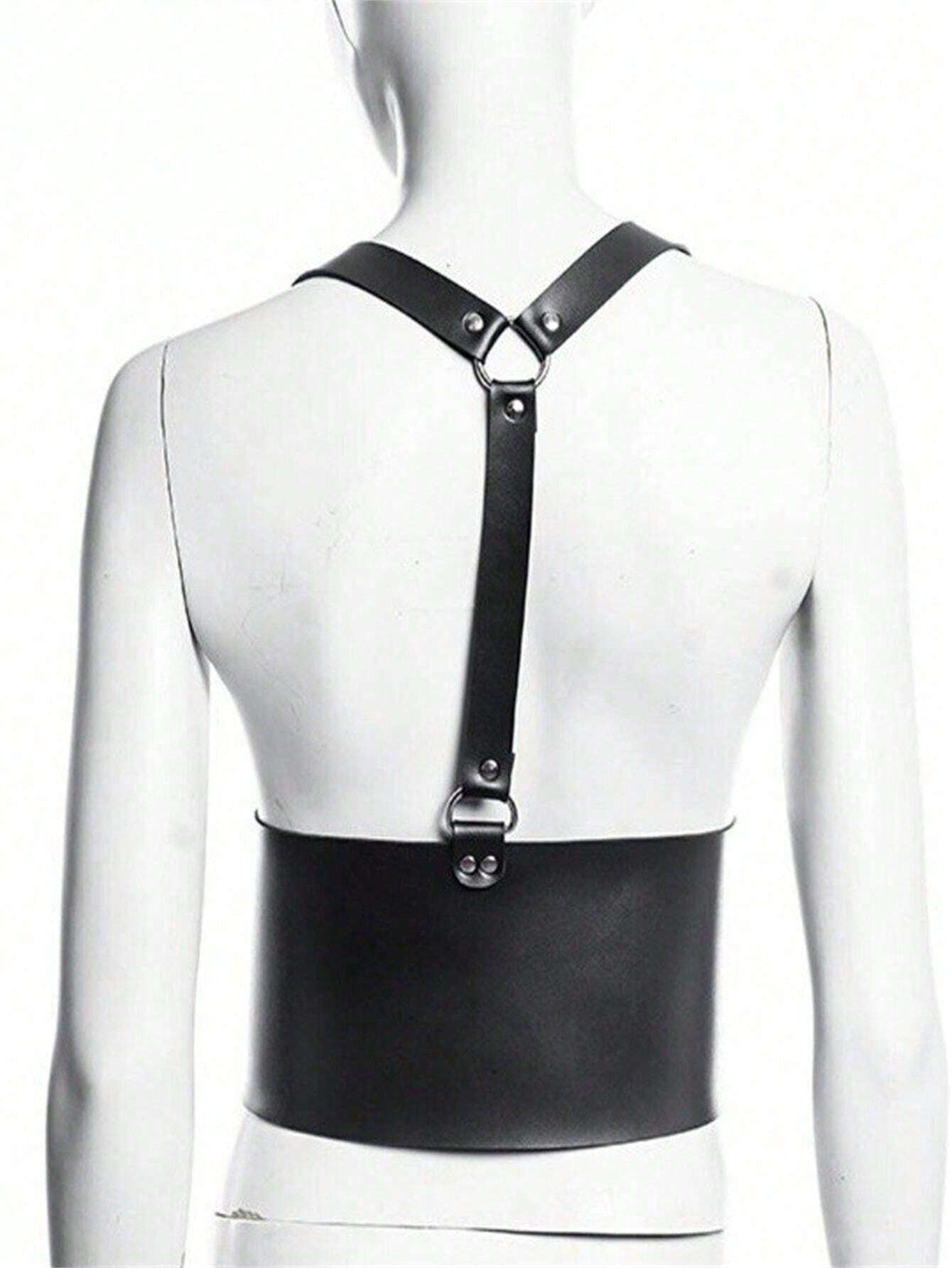 Women Leather Harness Belt Punk Black Leather Chest Harness Body Waist ...