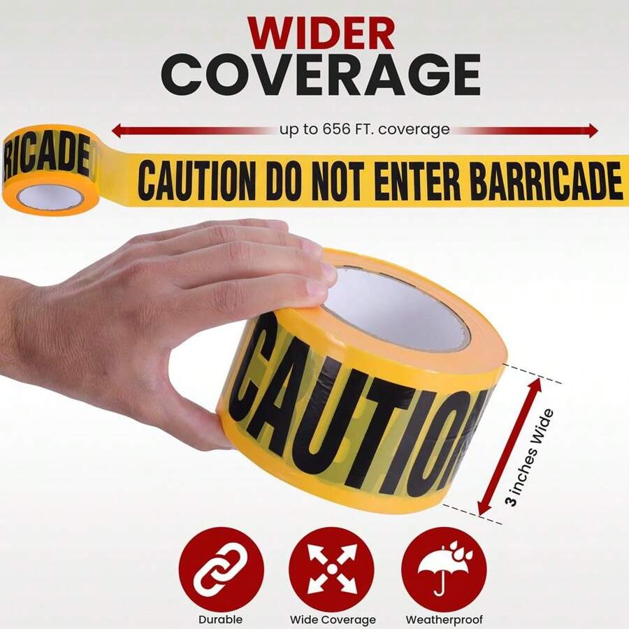 PYLE Pyle Yellow Caution Do Not Enter Barricade Tape - 6 Rolls, 656 ...